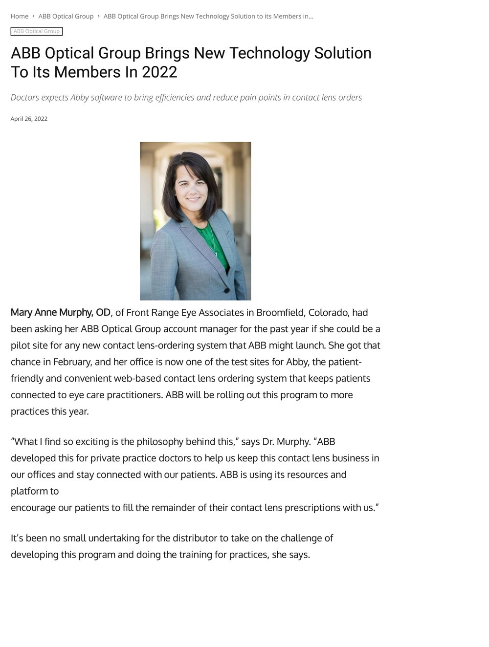 Learn more About Abby - ABB Optical's Contact Lens Ordering Platform